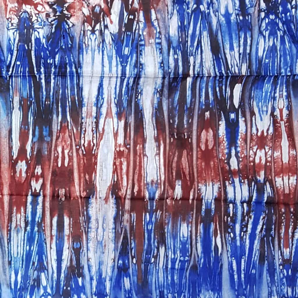 Tissu africain calicot blanc, bleu et rouge, motif roots - Africouleur